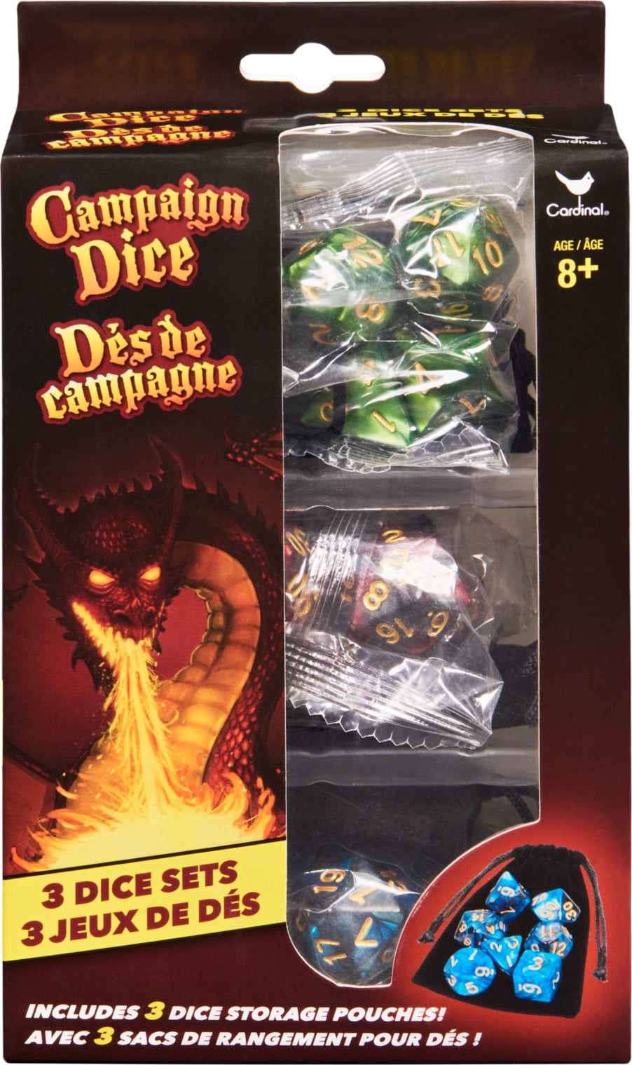 Campaign Dice for Role-Playing Games, 3 sets of 7 with Storage Pouches ...