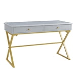 Grey Wood Iron 2-Drawer Writing Desk - Sleek Modern Design - Walmart.com