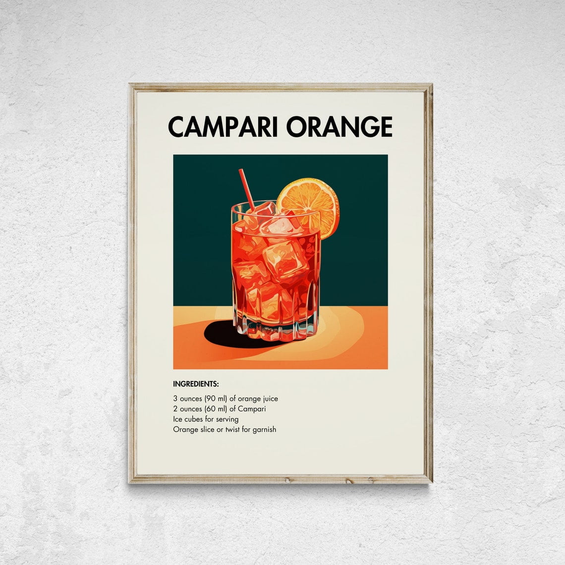 Campari Orange, Campari Orange Poster, Retro Cocktail Print, Bar Cart ...