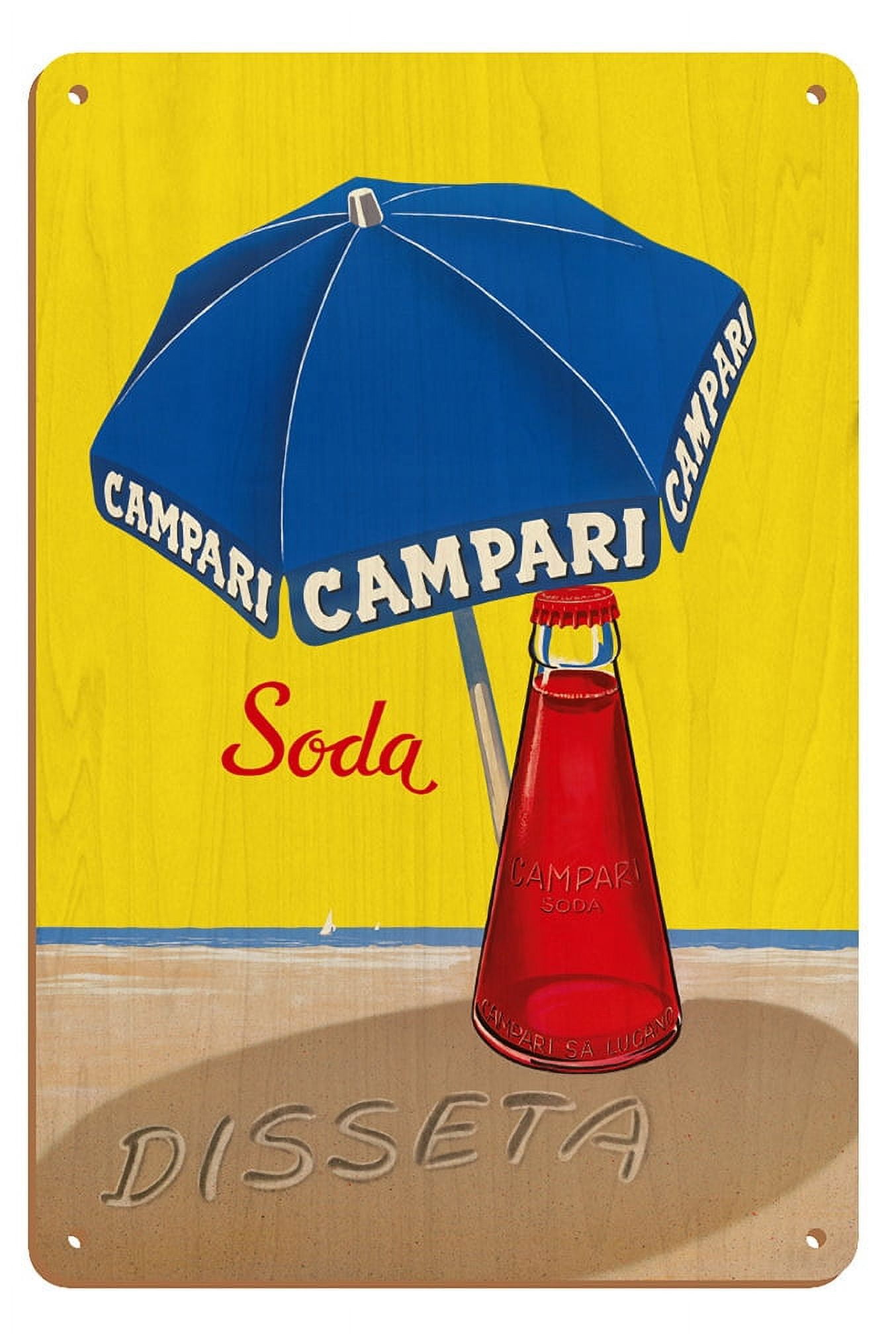 Campari Soda - Hydrates (Disseta) - Blue Beach Umbrella - Vintage ...