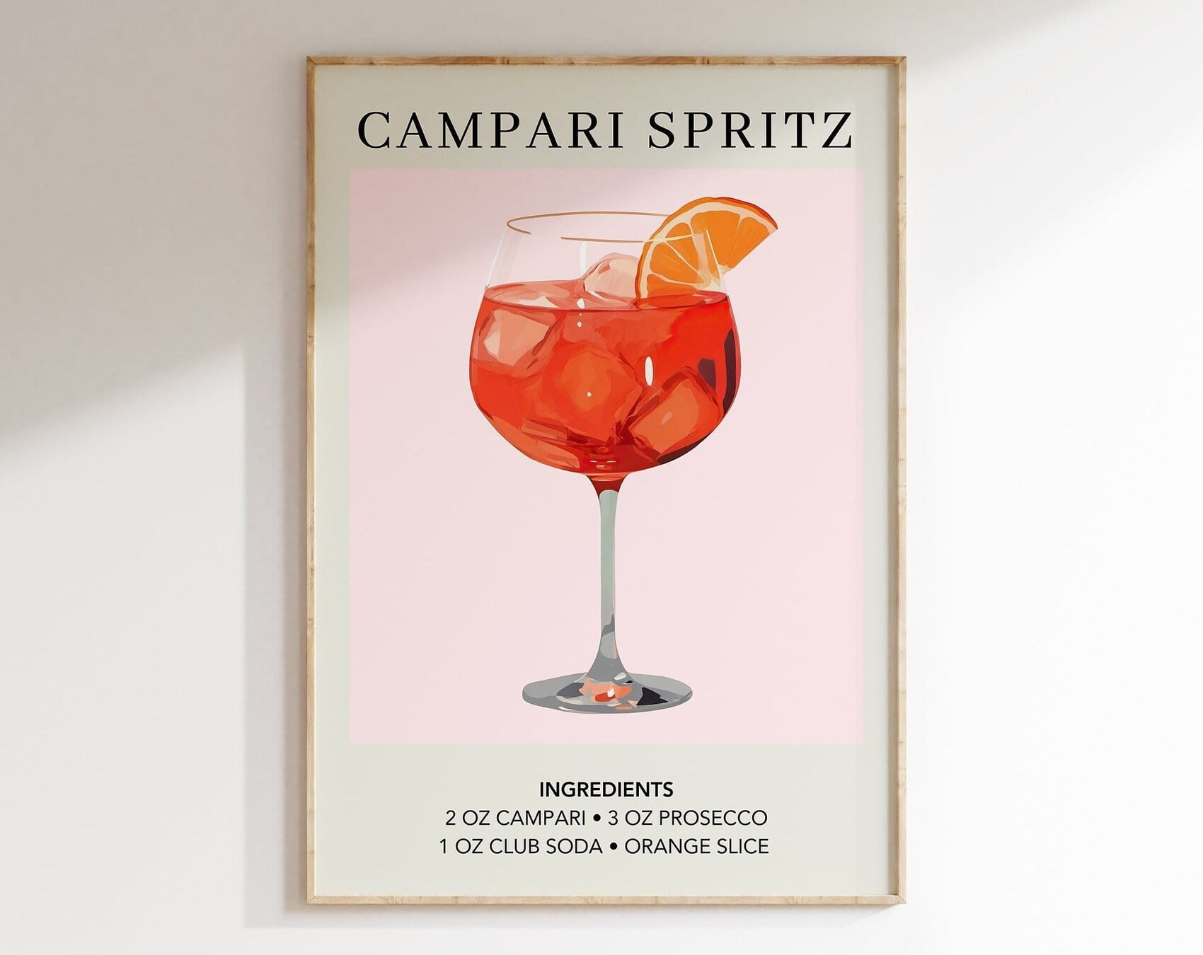 Campari Spritz Art Print | Bar Cart Decor Cocktail Poster | Wedding ...