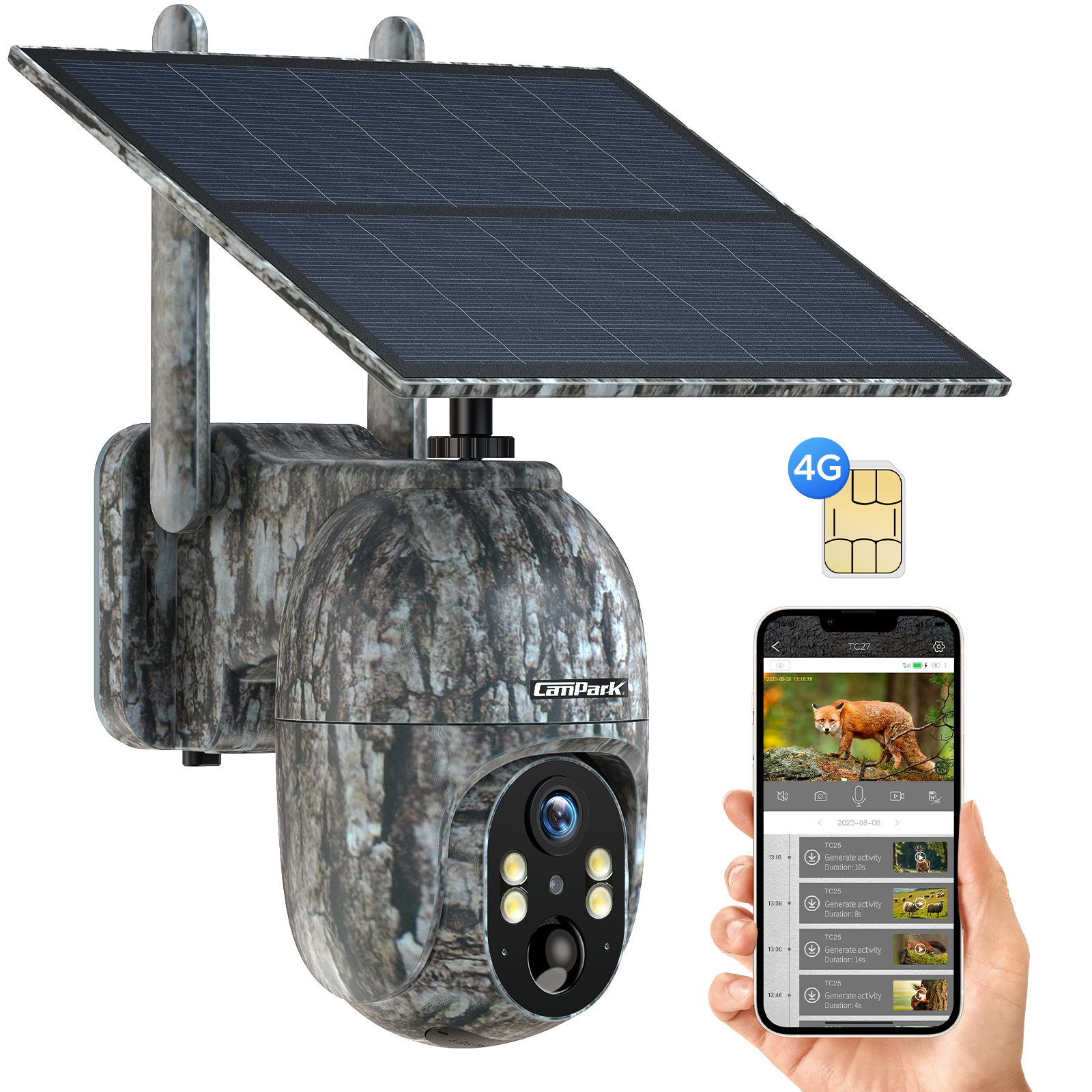 Campark 4G LTE Cellular Trail Camera Solar with SIM Card, Wireless ...