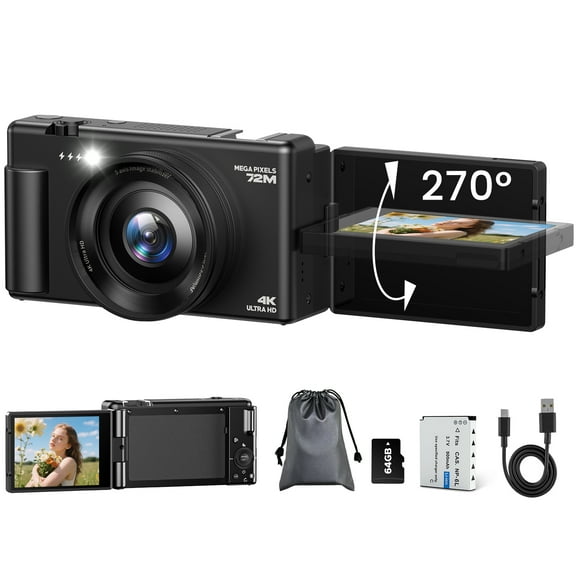 4K Digital Cameras for Photography, 64MP UHD Autofocus Compact Camera ...