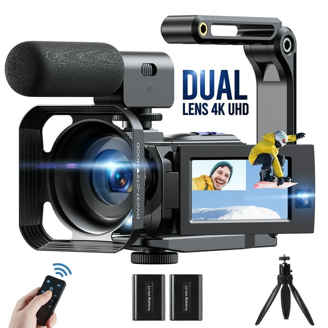 Campark AC09 4K 30FPS Video Camera with Mic, 56MP, Dual Lens, 3”Touch ...