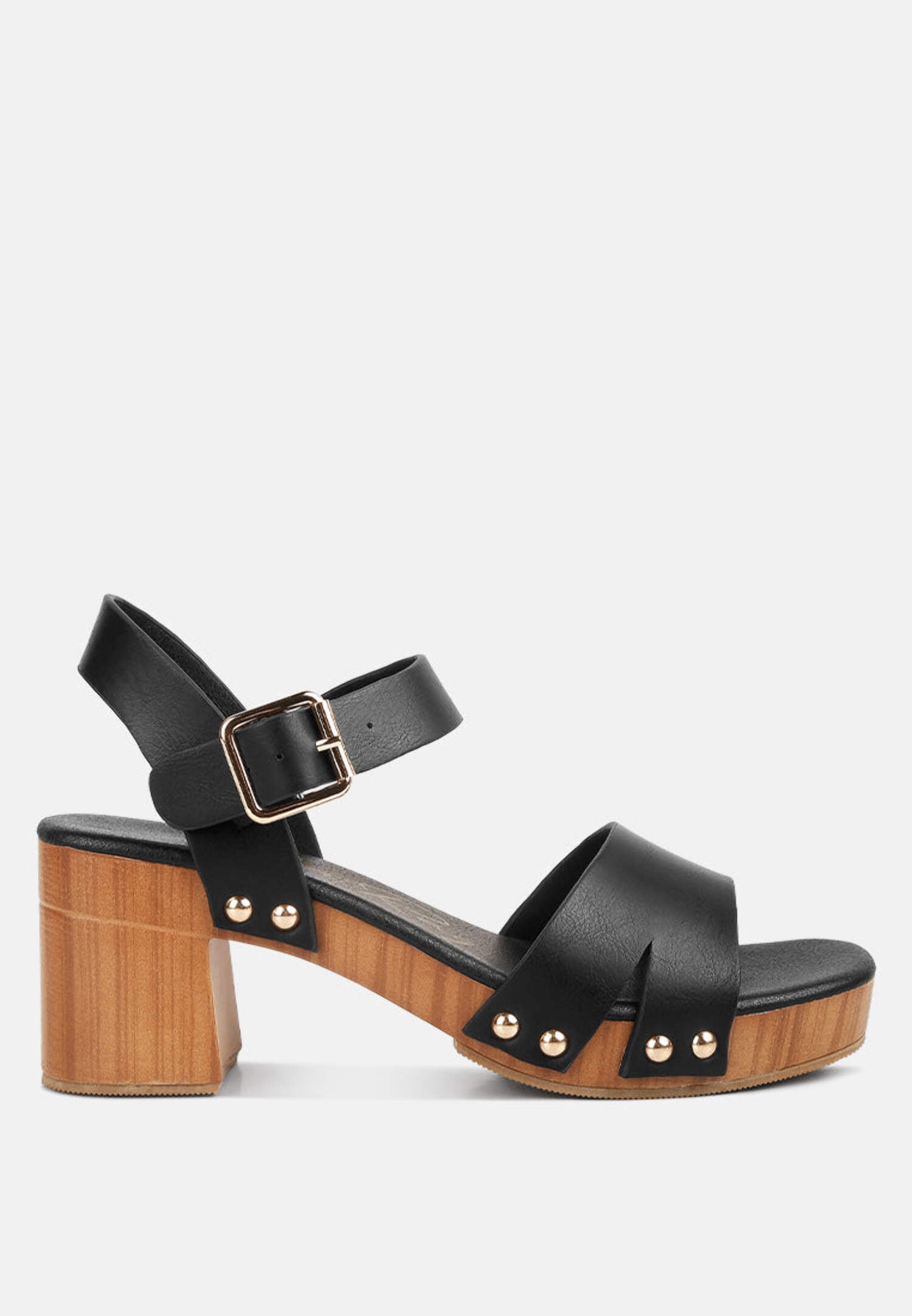Campbell Faux Leather Textured Block Heel Sandals - Walmart.com