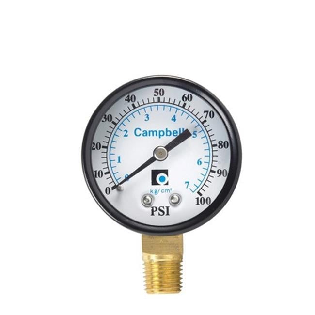 Campbell PG1T-NL 2 in. 0-100 PSI Polycarbonate Pressure Gauge - Walmart.com