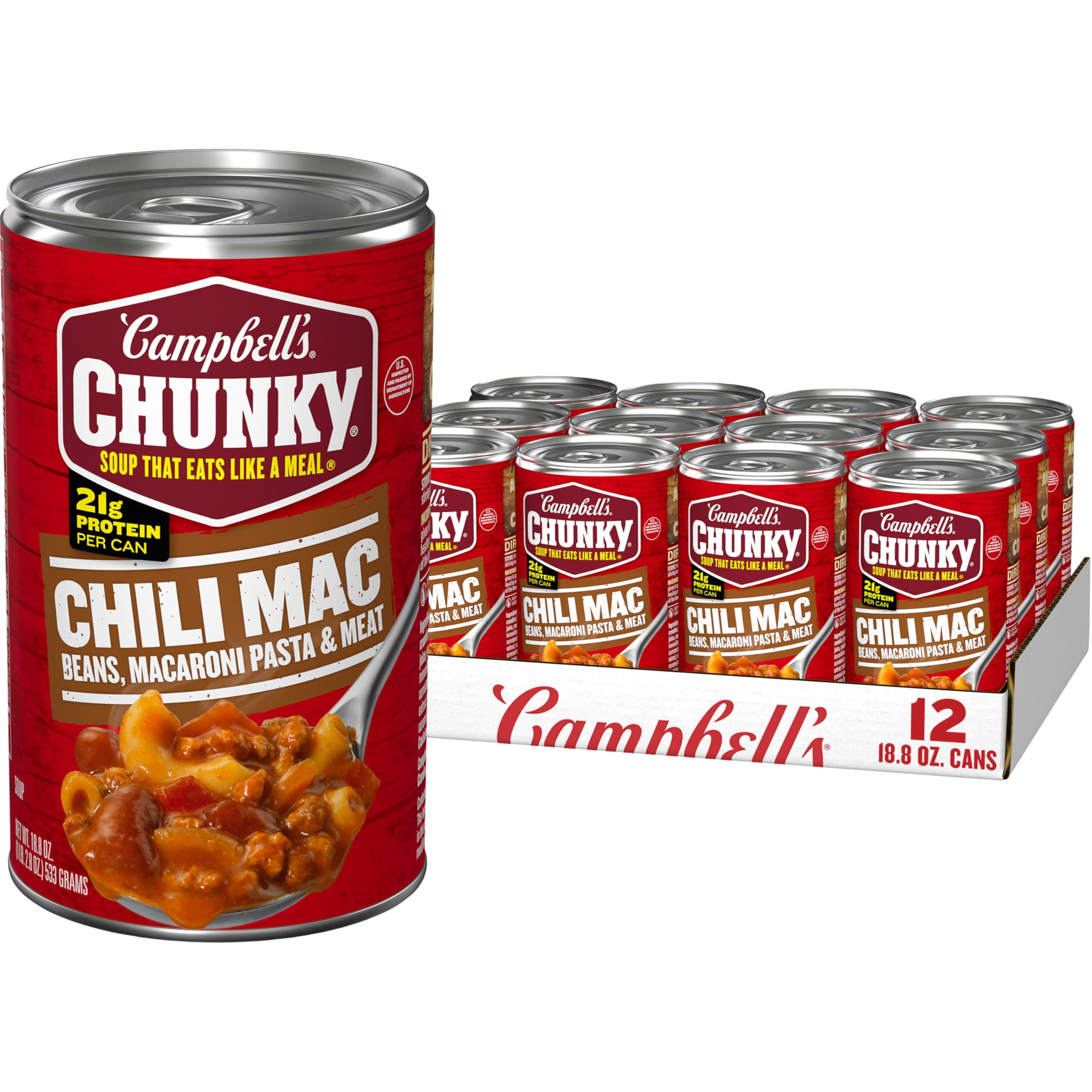 Campbell’S Chunky Chili Mac Soup, 18.8 Oz Can (Pack Of 12) - Walmart.com