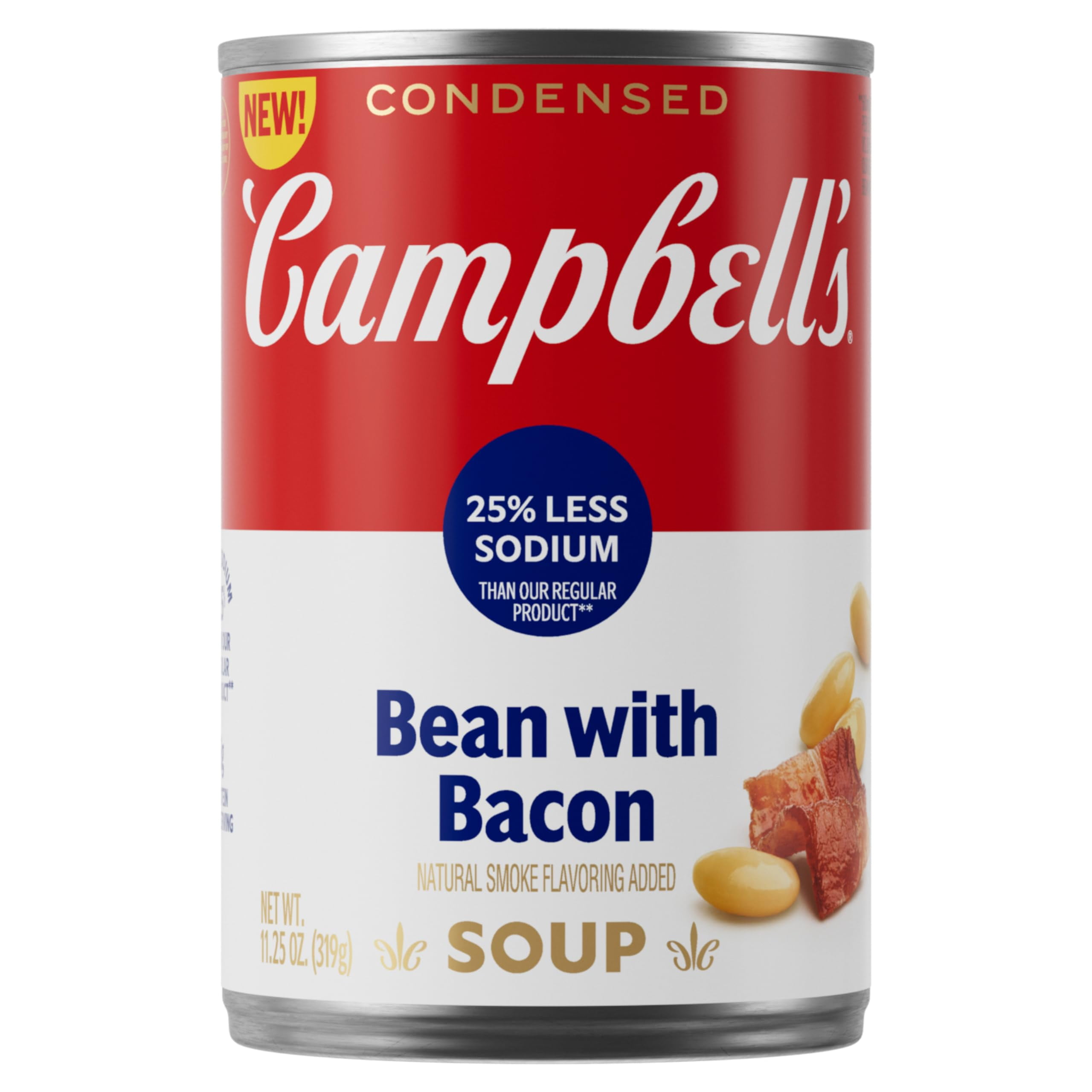 Campbell’s Condensed 25% Less Sodium Bean With Bacon Soup, Natural ...