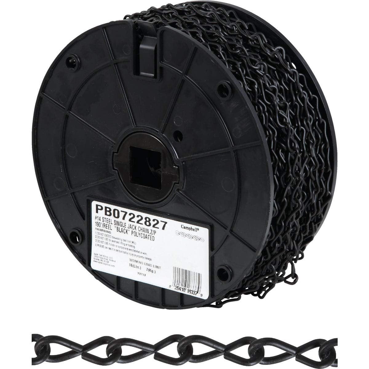 Campbell 14, 190' Black Single Jack Link Chain - Walmart.com