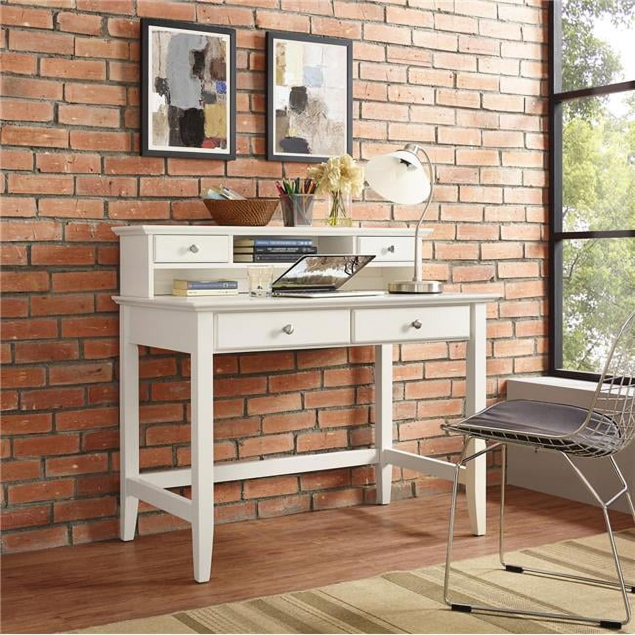 Campbell Writing Desk with Hutch, White - Walmart.com