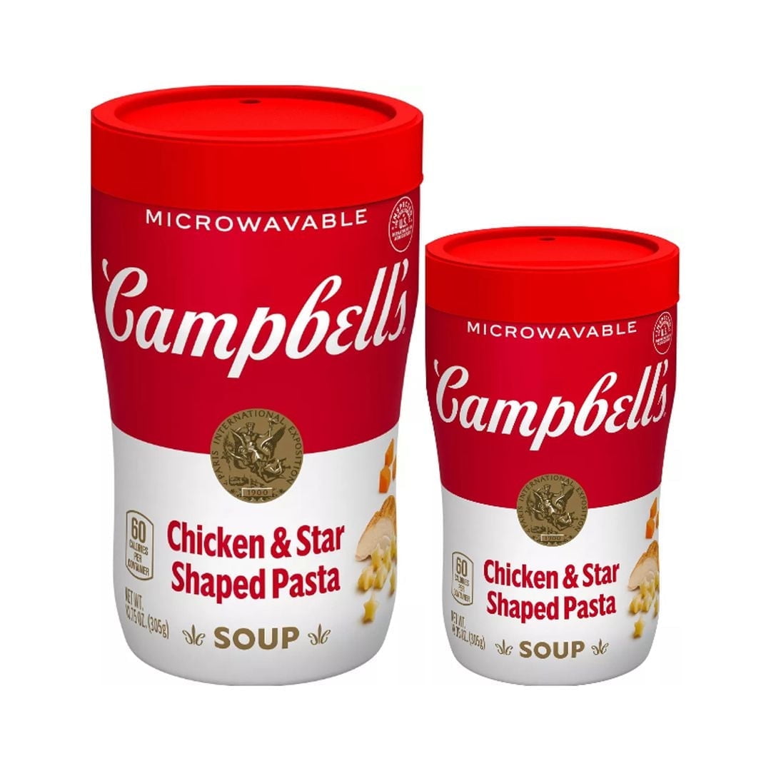 Campbell's Chicken Soup & Stars Shaped Pasta Sipping Soup Microwavable ...