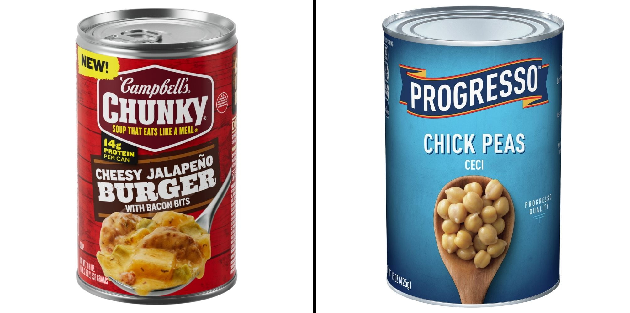 Campbell's Chunky Cheesy Jalapeno Burger 18.8 oz & Progresso Chick Peas ...