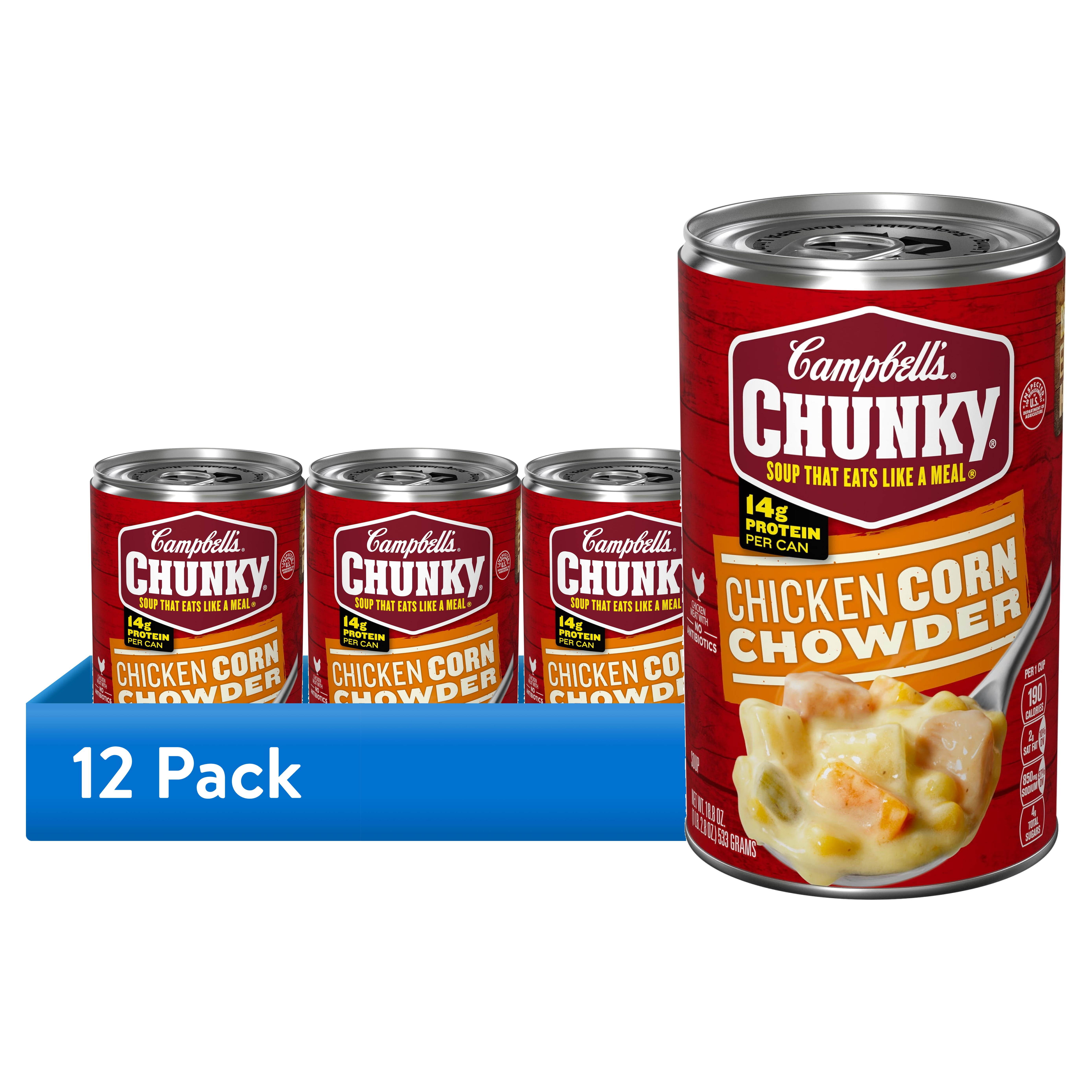(12 pack) Campbell's Chunky Soup, Ready to Eat Chicken Corn Chowder ...