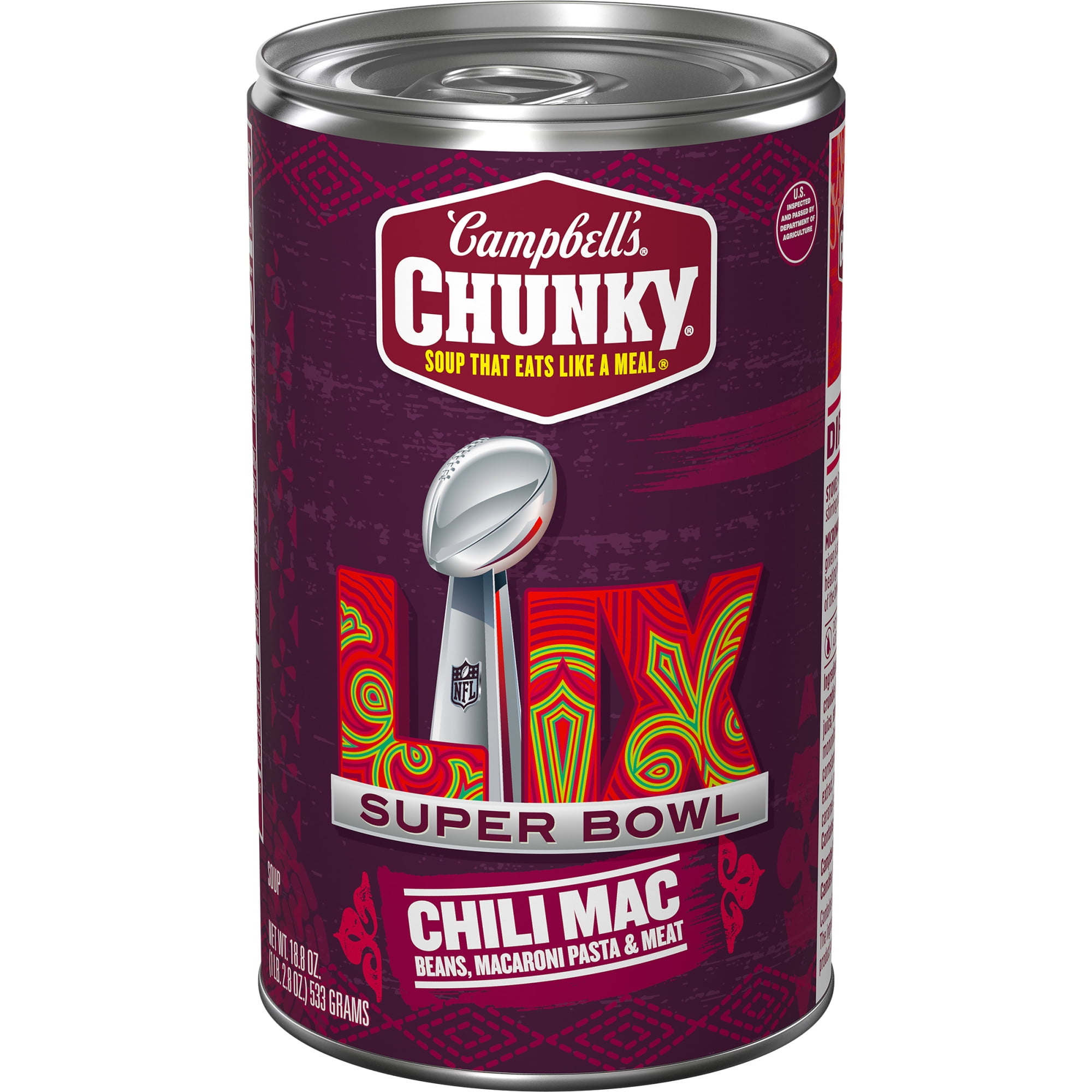 Chunky Chili Mac Soup 18.8 oz Can with Kidney Beans Enriched Macaroni ...