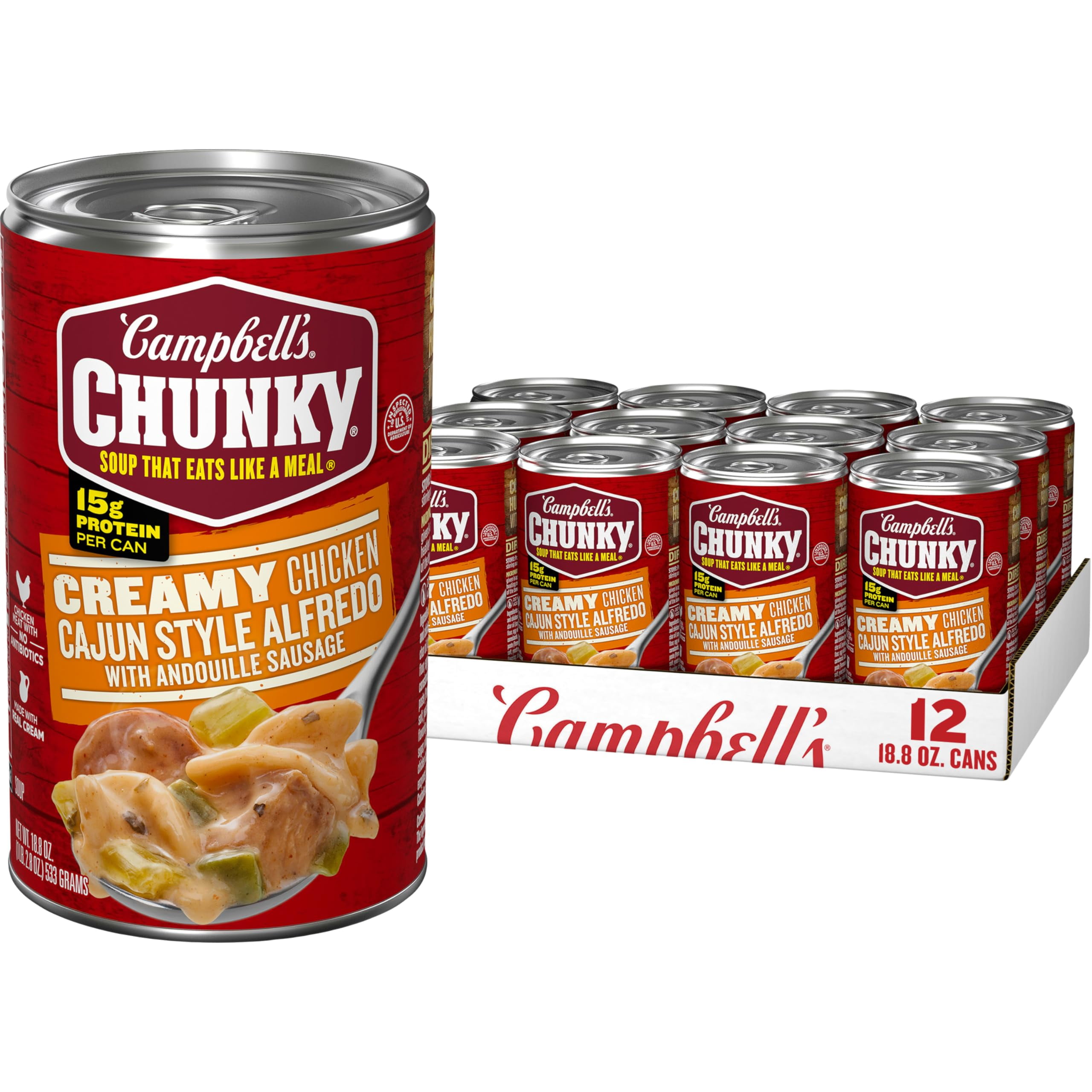 Campbell’s Chunky Soup, Creamy STF9 Cajun Chicken Alfredo Soup, 18.8 oz ...