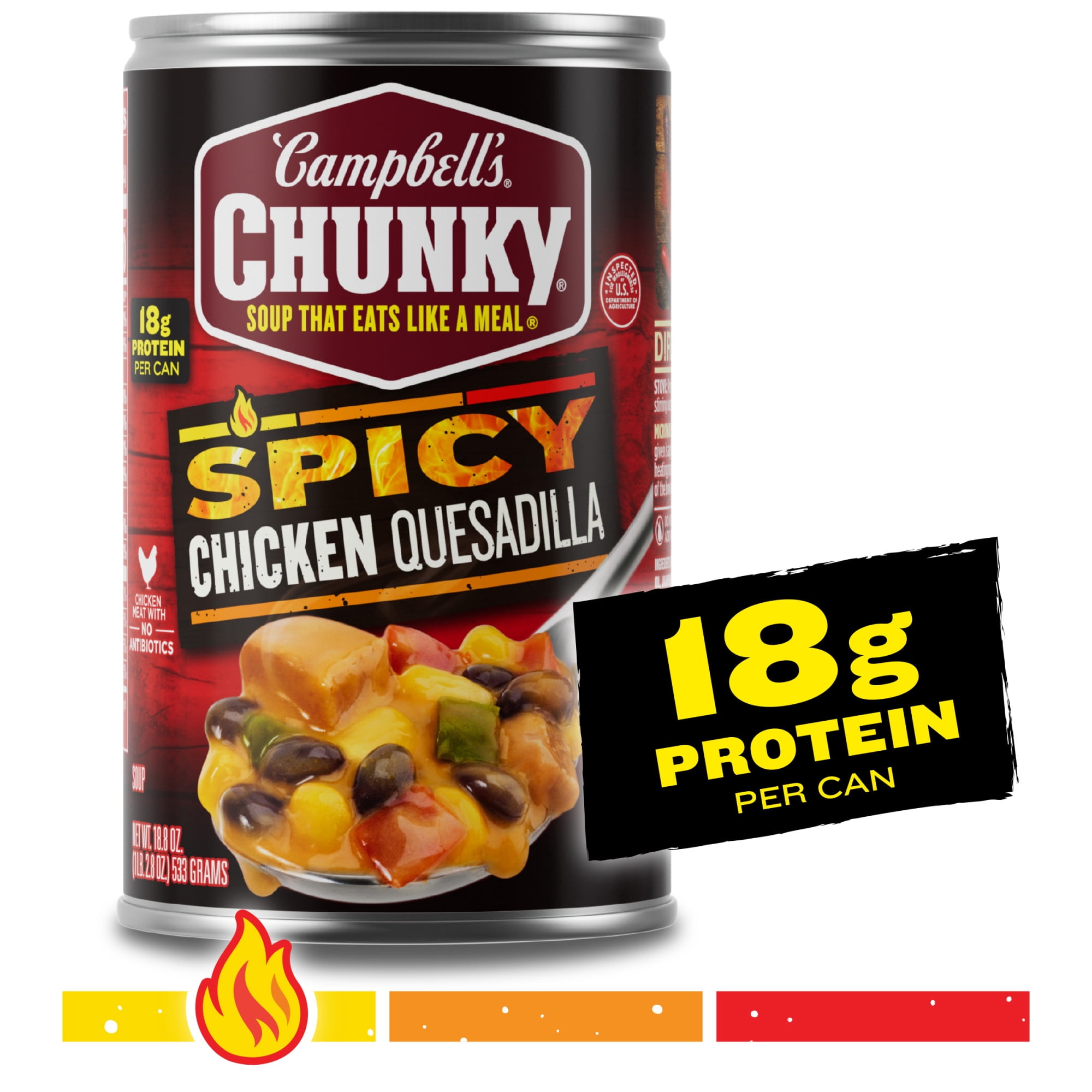 Chunky Spicy Chicken Quesadilla Soup 18.8 oz Can with 18g Protein ...
