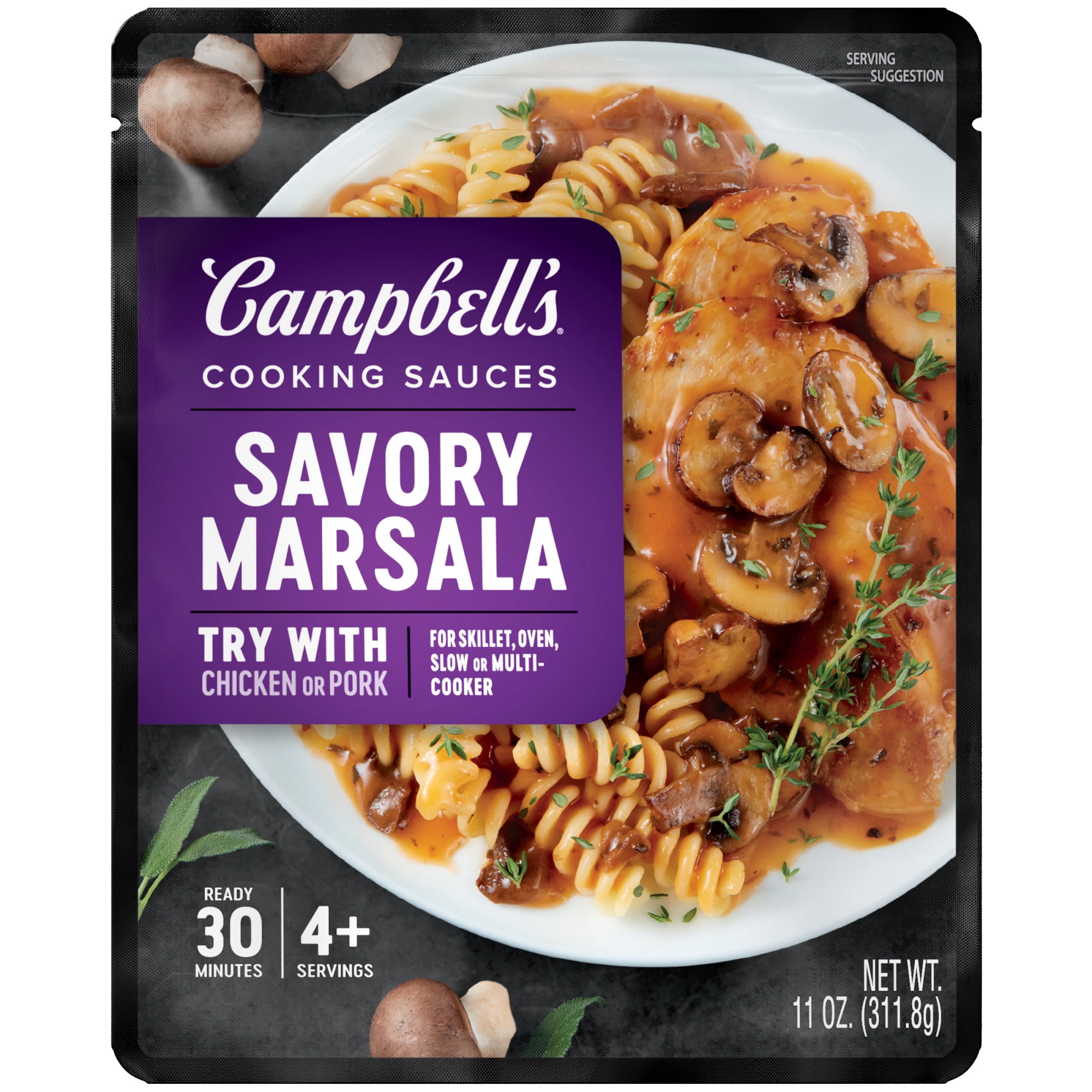 Campbell's Savory Marsala Chicken Cooking Sauce with Wine, 11 oz Pouch ...