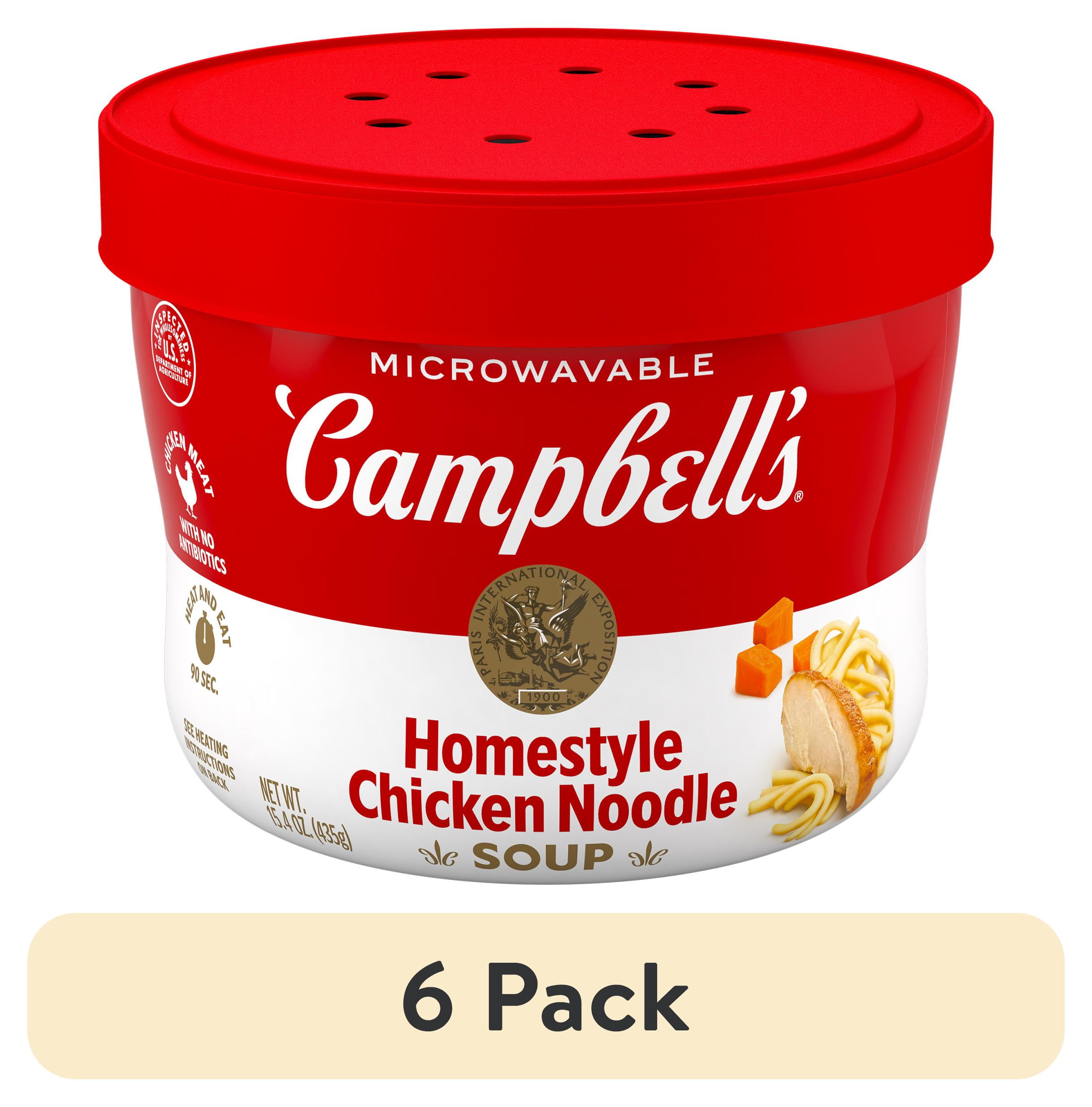(6 pack) Campbell's Homestyle Chicken Noodle Soup, 15.4 oz Microwavable ...