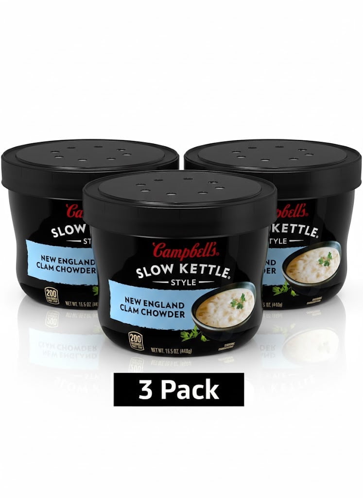 Campbell's Slow Kettle New England Clam Chowder (3-Pack) 15.5 oz. Tub ...