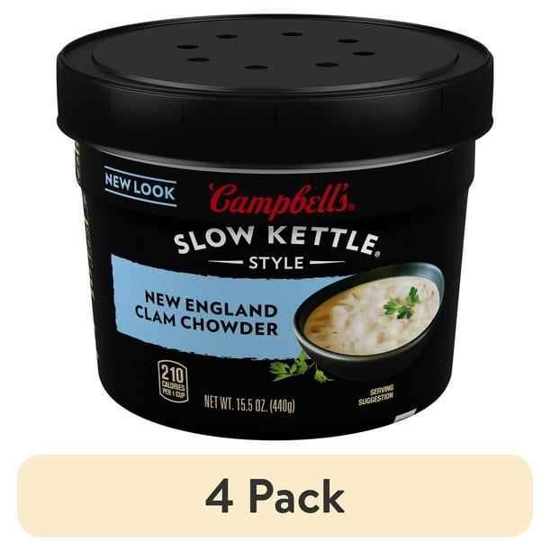 (4 pack) Campbell's Slow Kettle Style New England Clam Chowder, 15.5 oz ...