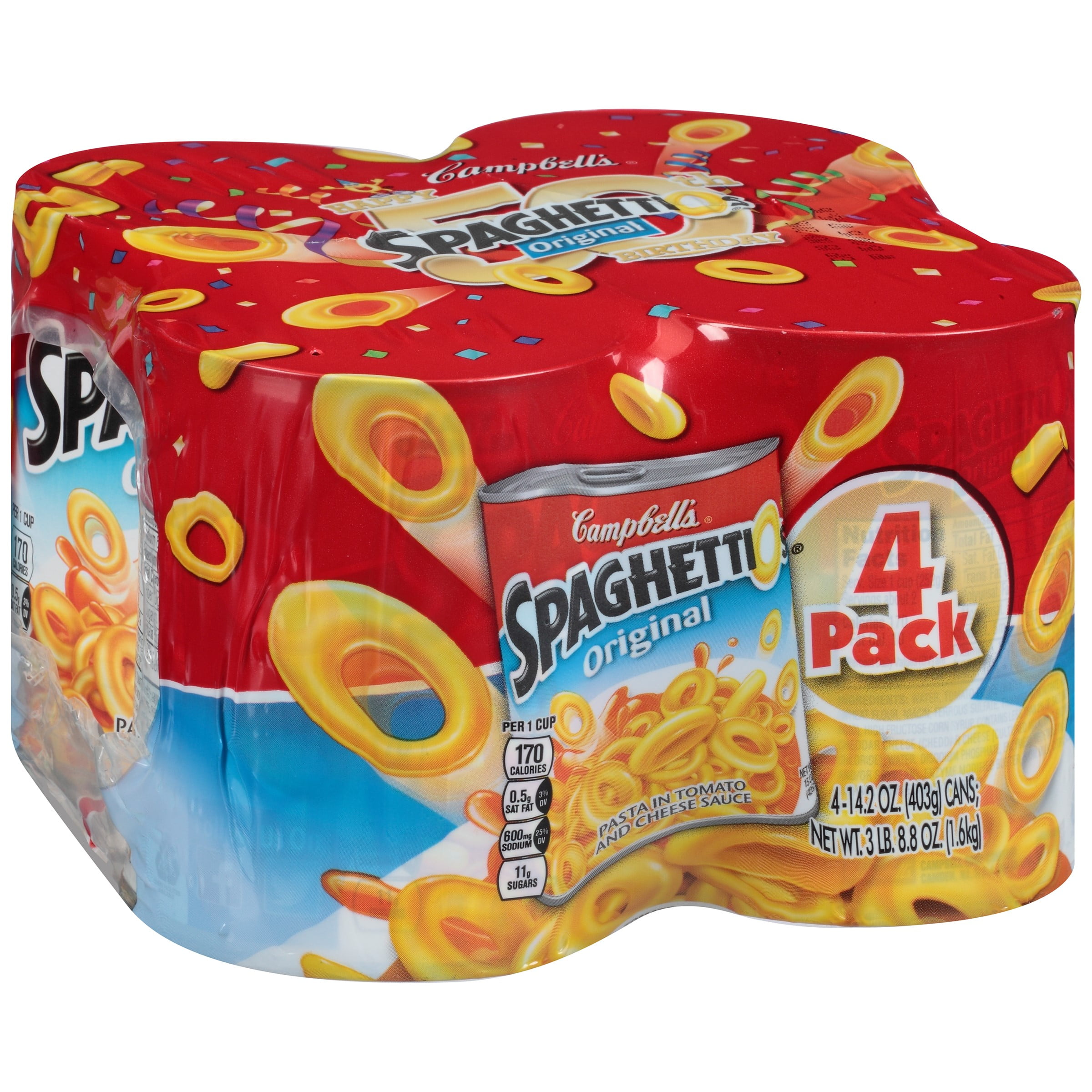 Campbell's SpaghettiO's Original, 14.2 Oz, 4 Ct - Walmart.com