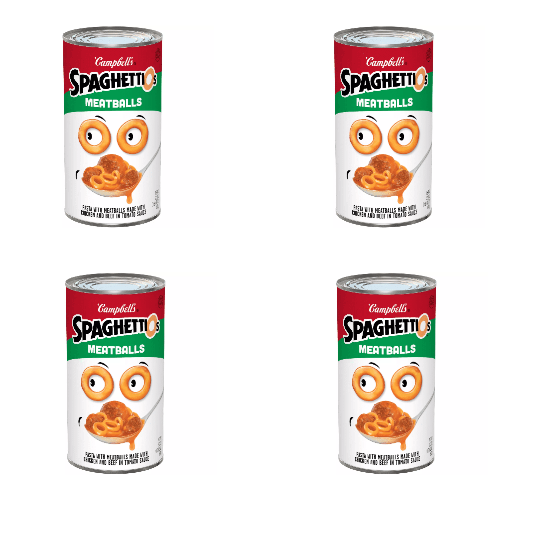 Campbell's SpaghettiOs Canned Pasta with Meatballs, 22.2 oz pack of 4 ...