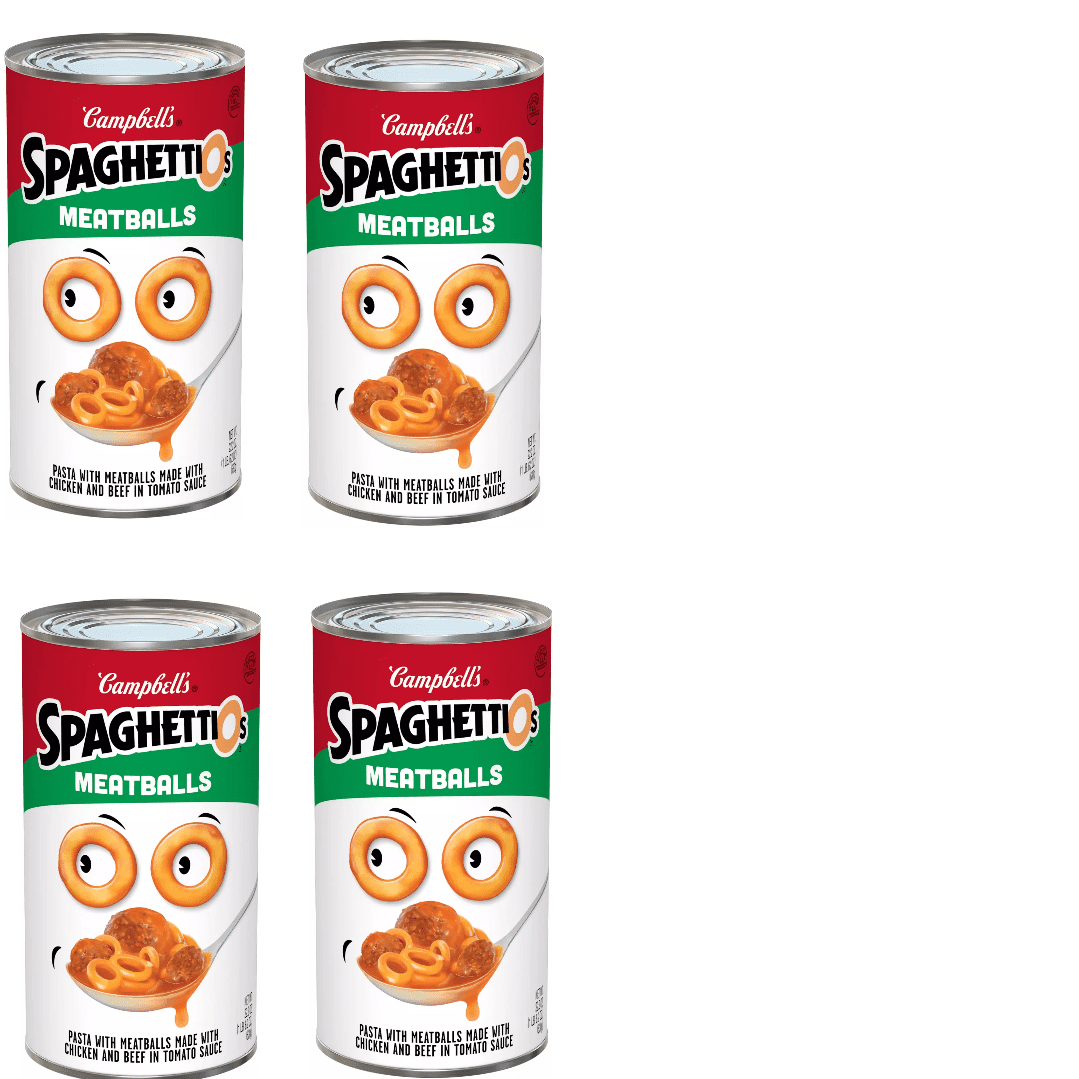Campbell's SpaghettiOs Canned Pasta with Meatballs, 22.2 oz pack of 4 ...