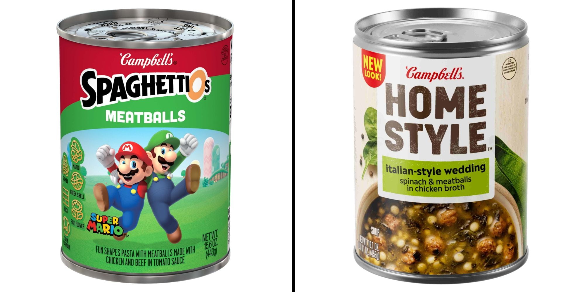 Campbell's SpaghettiOs with Meatballs Super Mario 15.6 oz & Homestyle ...