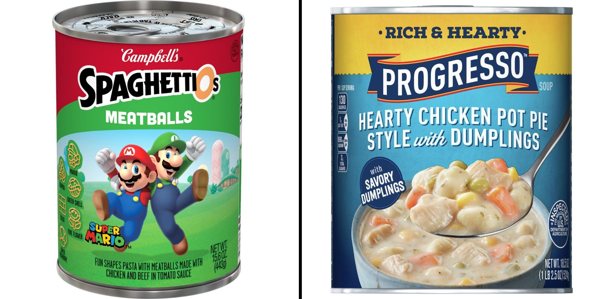 Campbell's SpaghettiOs with Meatballs Super Mario 15.6 oz & Progresso ...
