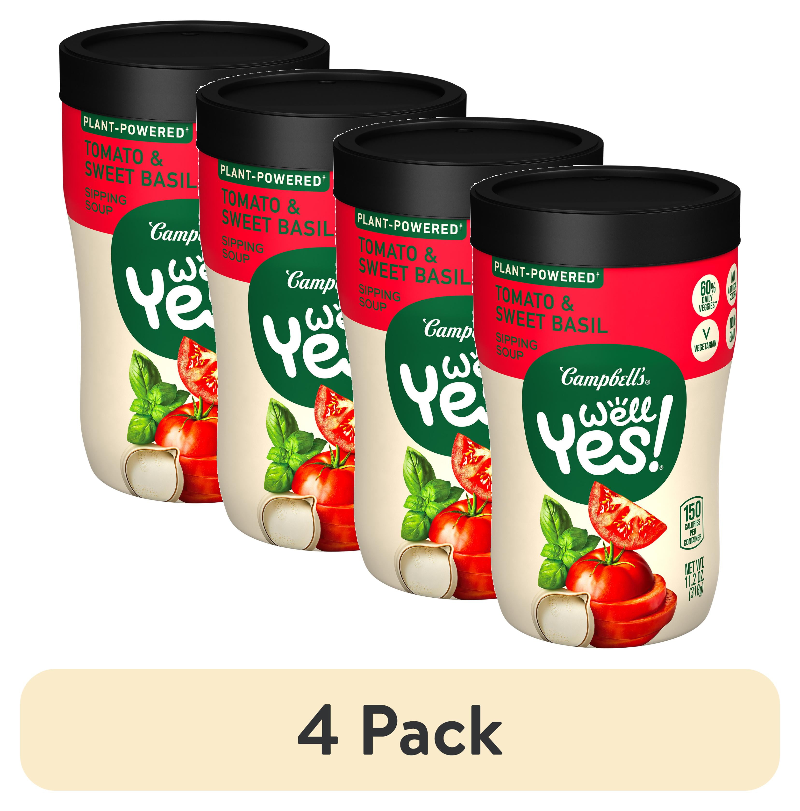 (4 pack) Campbell's Well Yes! Sipping Soup, Tomato and Sweet Basil Soup ...