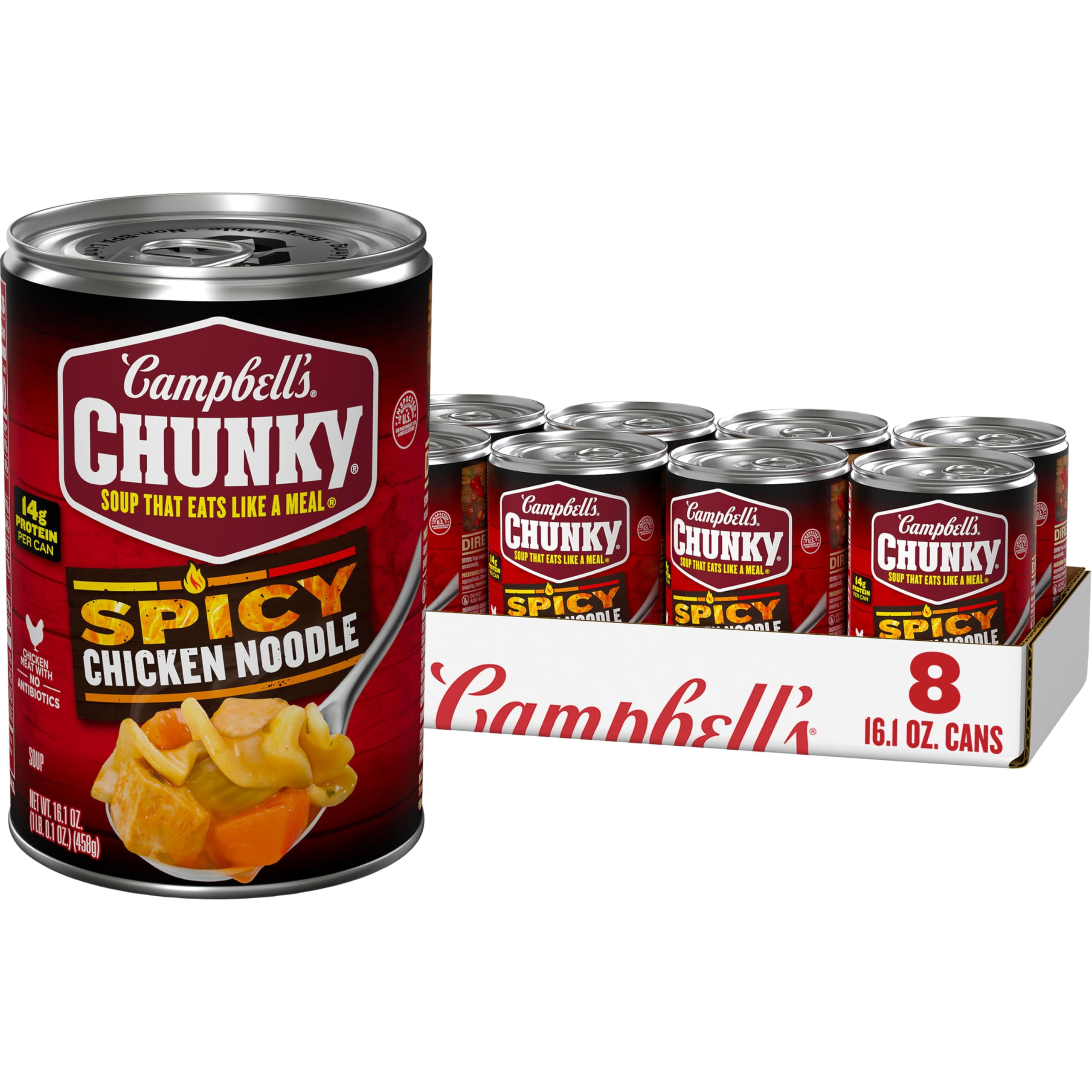 Campbells Chunky Soup, Spicy Chicken Noodle Soup, 16.1 Oz Can (Case Of ...
