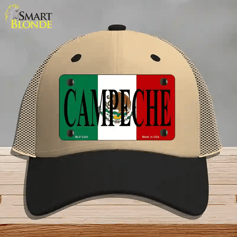 Campeche Mexico Flag Novelty License Plate Hat Mesh Khaki|Black ...
