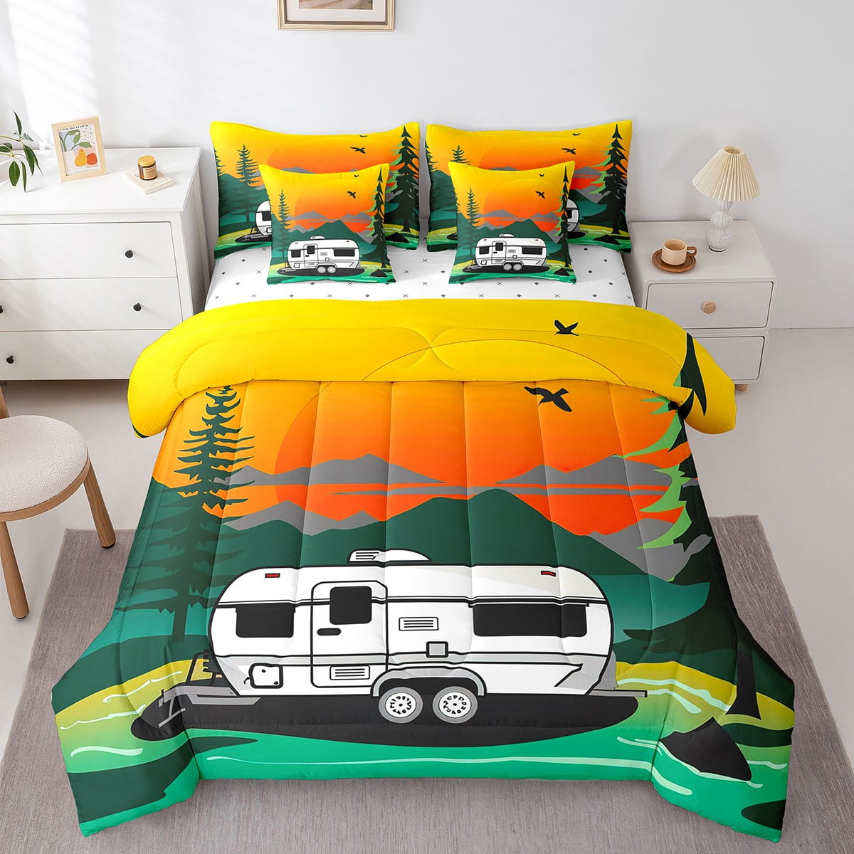 Camper 7 Piece Comforter Set Full Bed in a Bag,Camp Travel Car Bedding ...