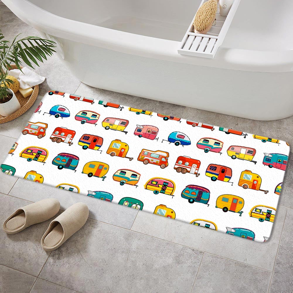Camper Bathroom Rugs, Happy Camping Bath Rug, Contour Mat and Toilet ...