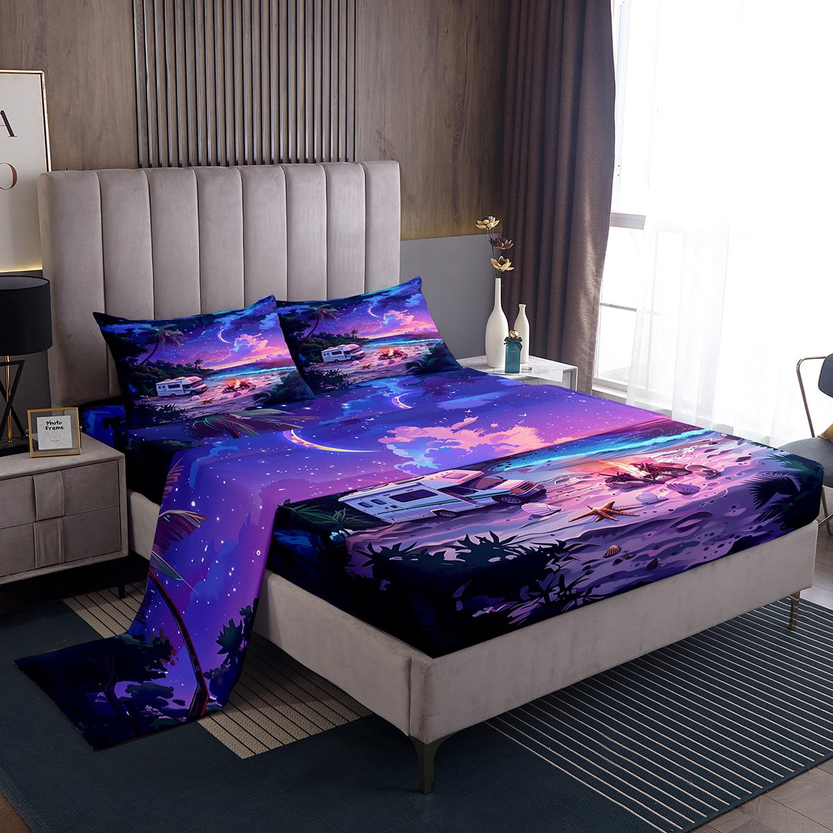 Camper Bed Sheets Set Camp Travel CarSheet Set Full,Hawaii Beach Sheets ...