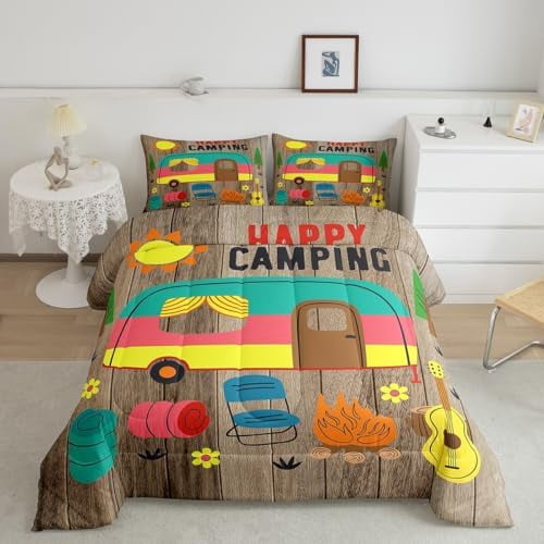 Camper Bedding Comforter Full Size Happy Camping Comforter Set for Kids ...