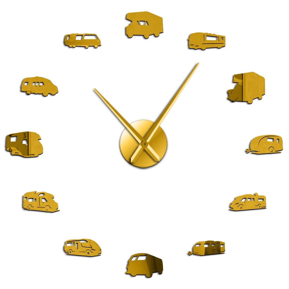 Camper Bus Silouette Frameless Wall Clock Stickers, DIY Modern ...