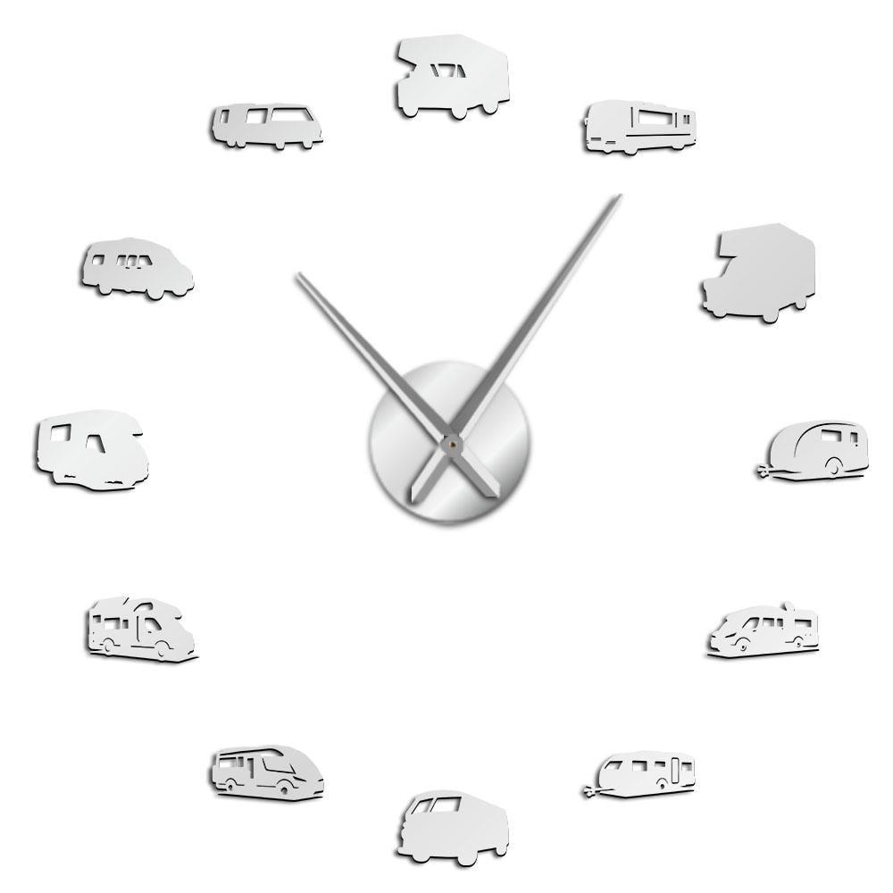 Camper Bus Silouette Frameless Wall Clock Stickers, DIY Modern ...