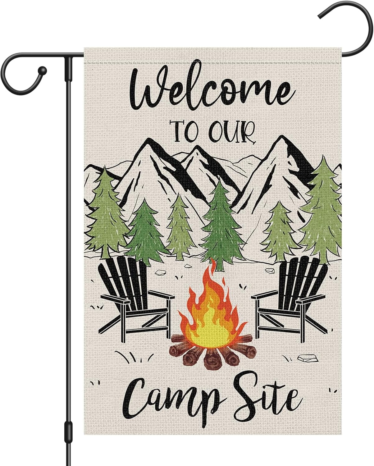 Camper Camping Garden Flag 12.5 x 18 Double Sided Burlap, Welcome to ...
