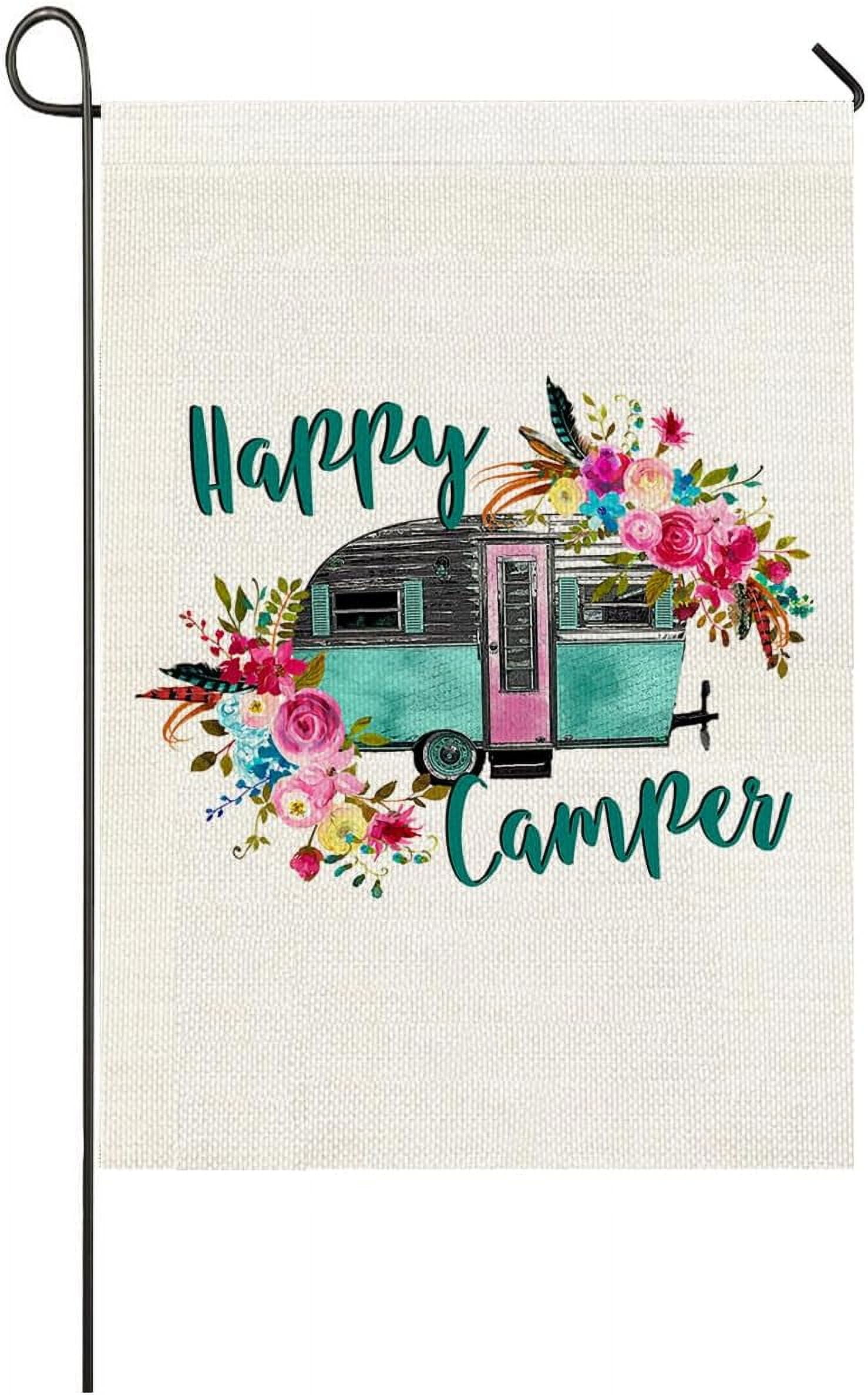 Camper Camping Garden Flag for Campsite Vertical Double Sided, Happy ...