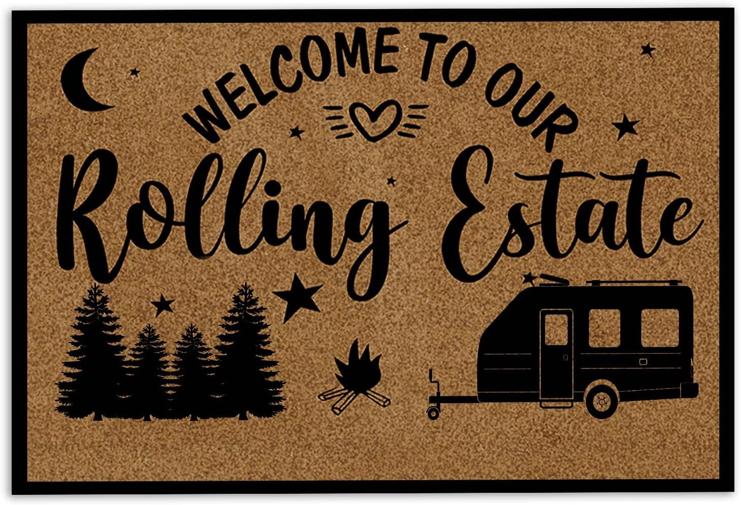 Camper Camping Rv Indoor Outdoor Welcome to Our Rolling Estate Welcome ...