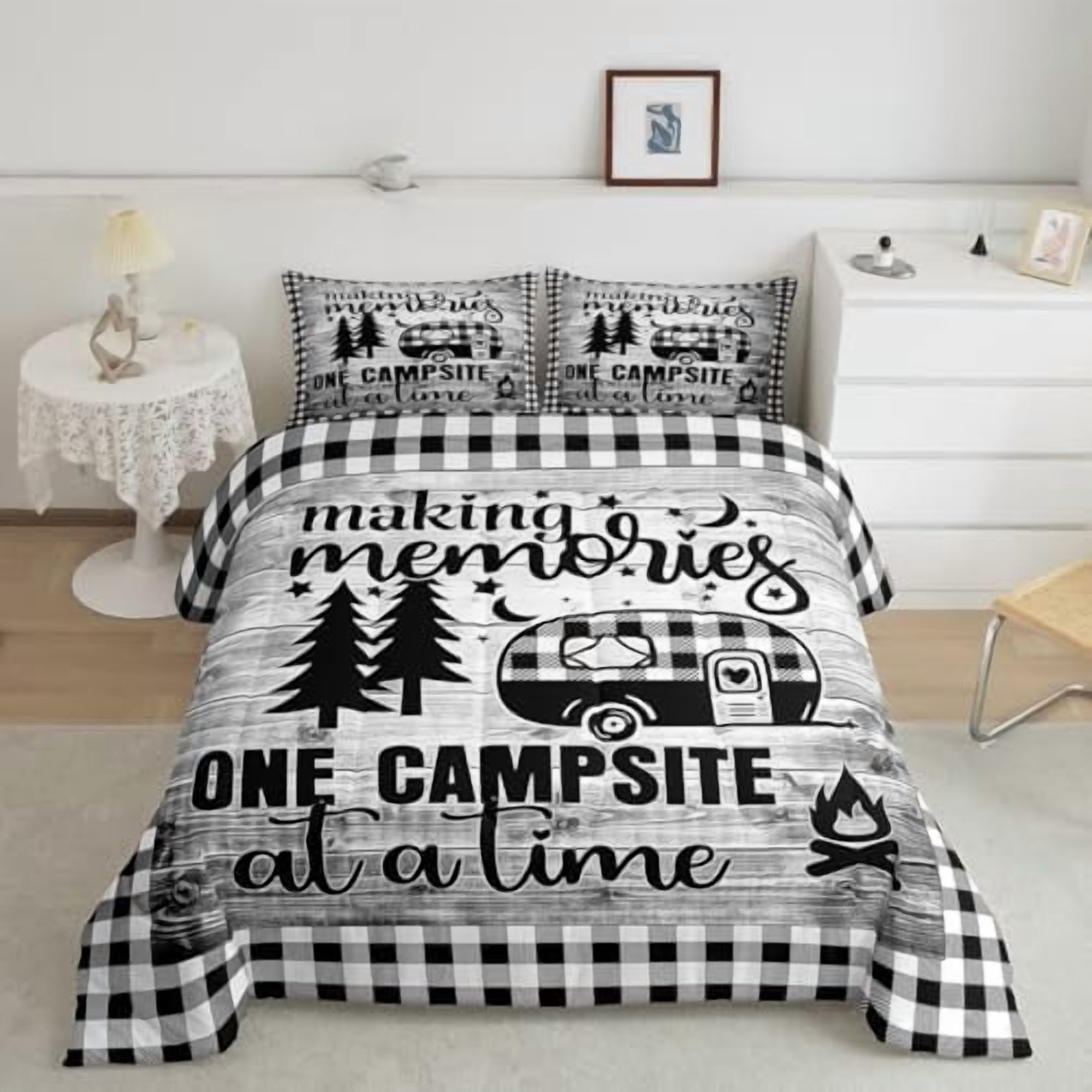 Camper Comforter Set for Girls Boys Kids King Size Happy Camping ...