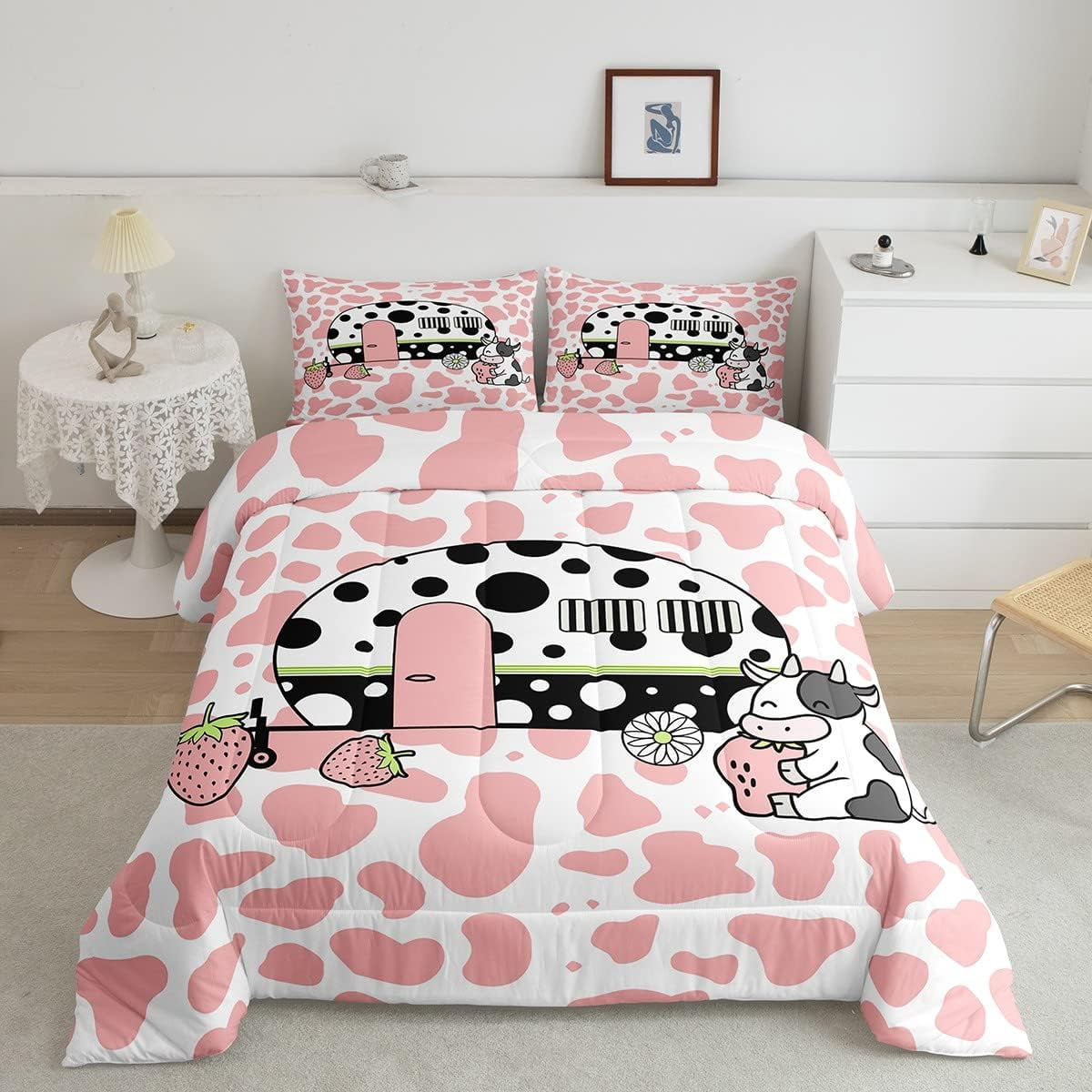 Camper Comforter Set Queen Size Happy Camping Quilt Red Rustic ...