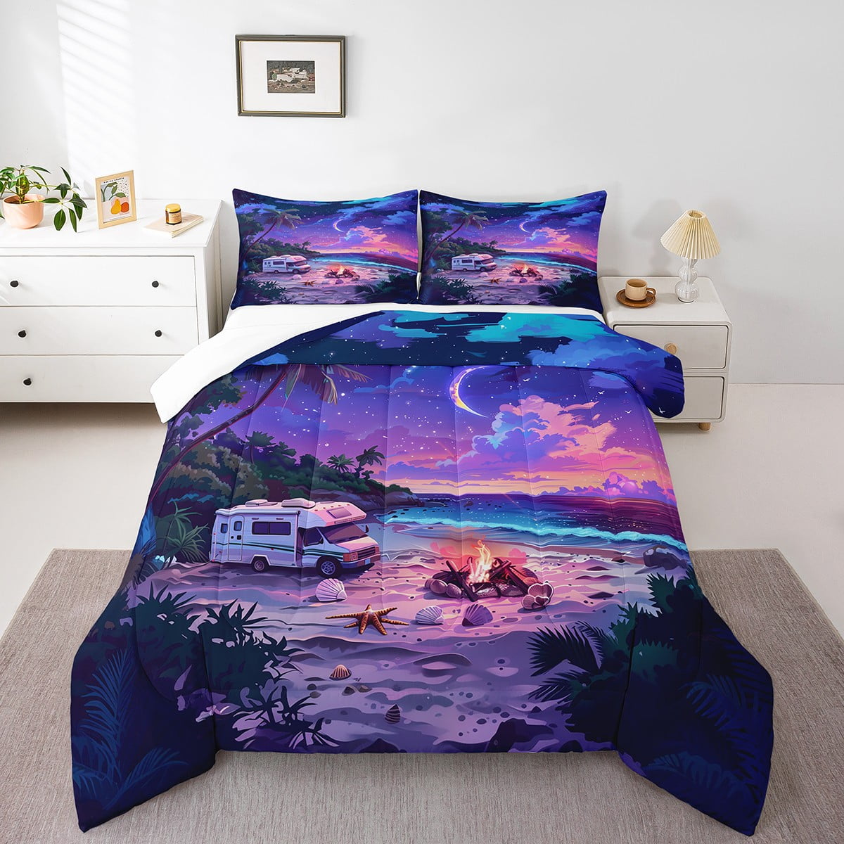 Camper Comforter Set Camp Travel CarToddler Bedding Set for Boys,Hawaii ...