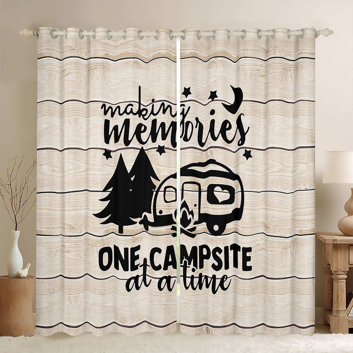 Camper Curtains & Drapes,Camping Themed 30%-50% Blackout Curtains for ...