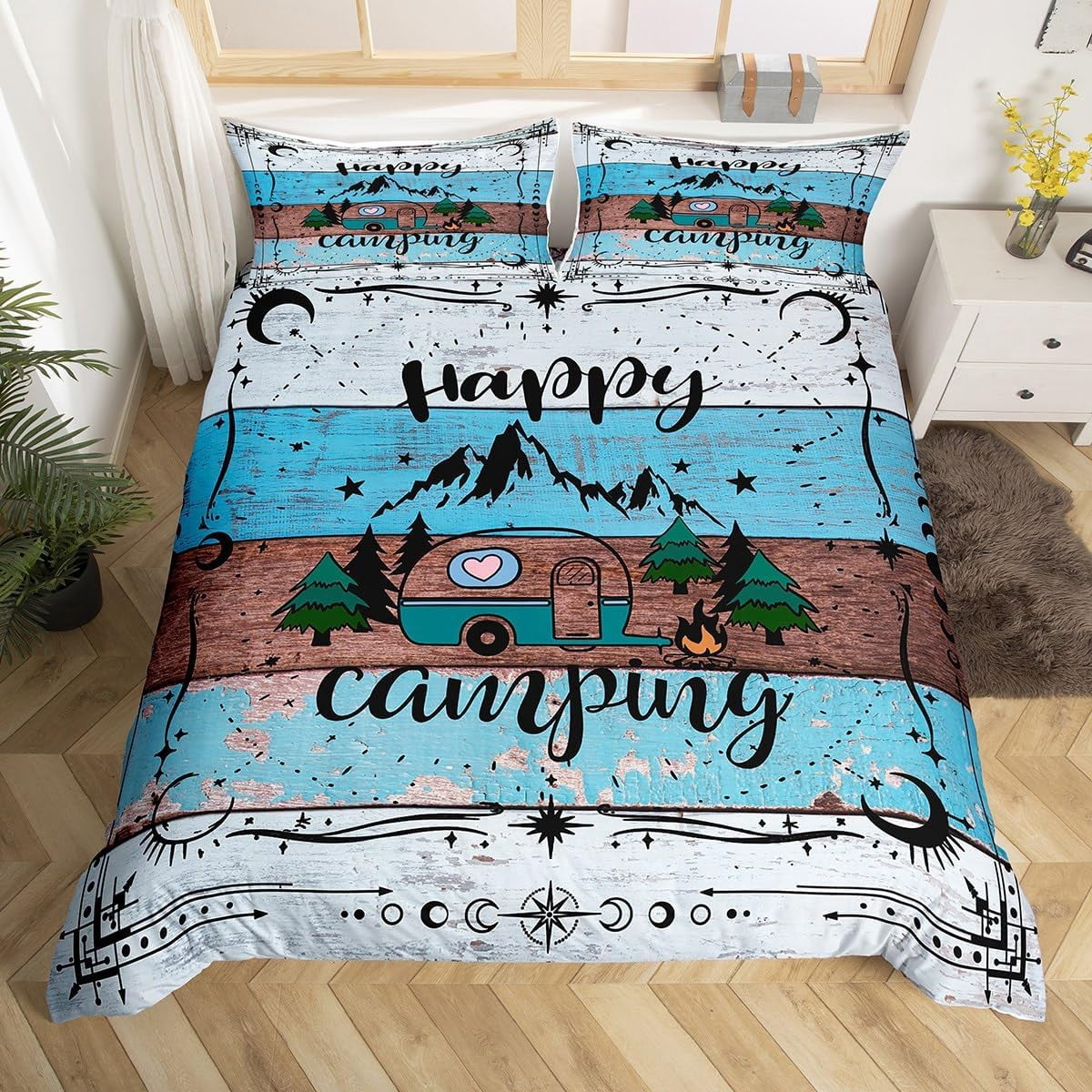 Camper Decor Bedding Sets for Girls, Happy Camping Comforter Cover ...