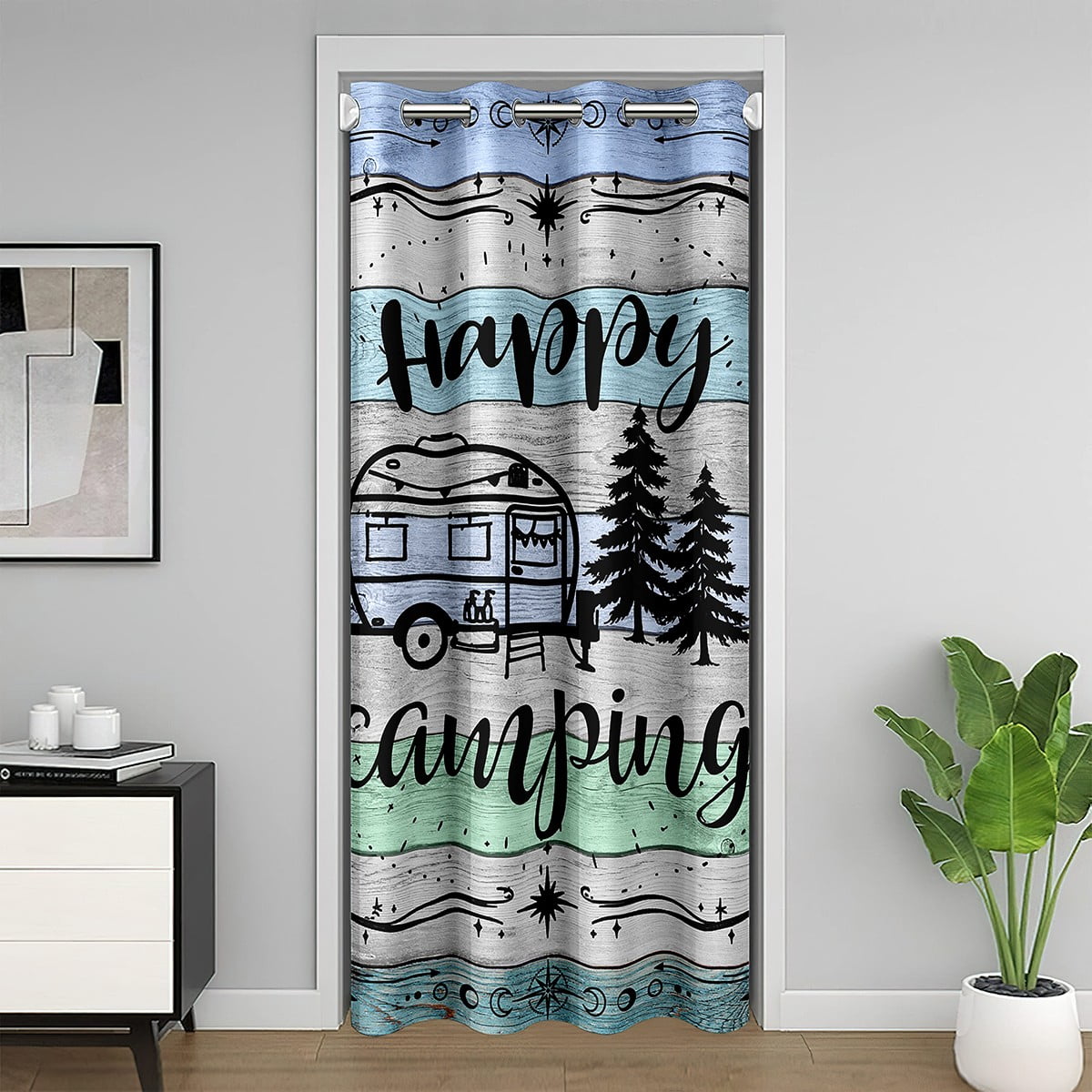 Camper Door Drape 34"W X 80"L,Happy Camping Blackout Curtain ...