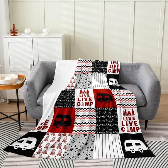 Camper Flannel Fleece Throw Blanket for Bed Sofa Couch,Kids Camping ...