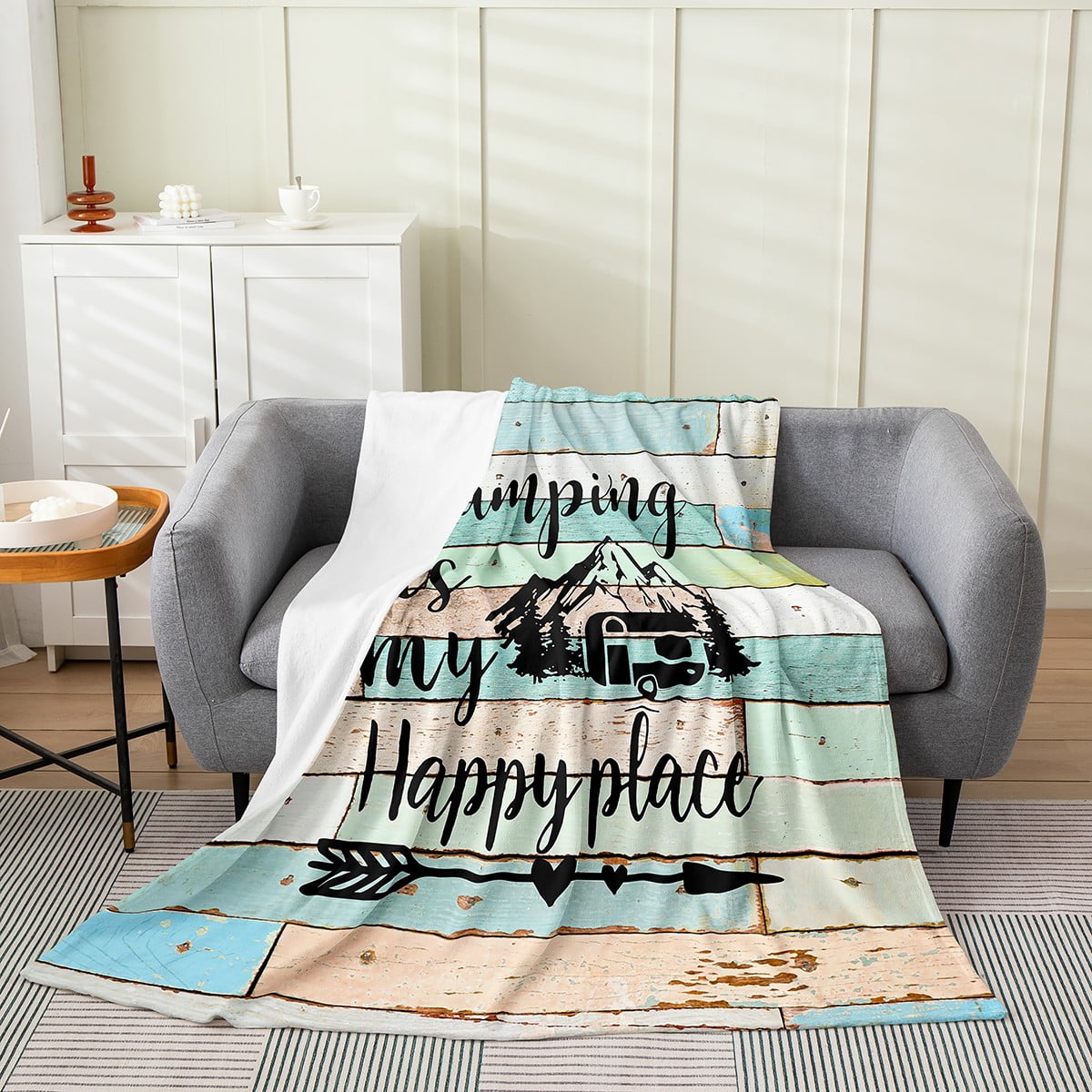Camper Fleece Blanket,Camping Themed Throw Blanket for Travel Trailers ...