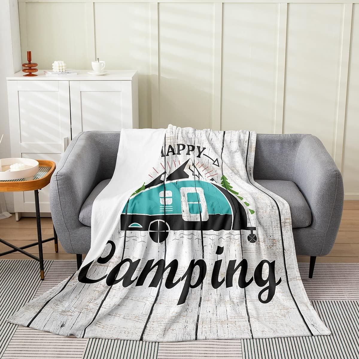 Camper Fleece Throw Blanket Kids Camping Flannel Throw Blanket for Bed ...